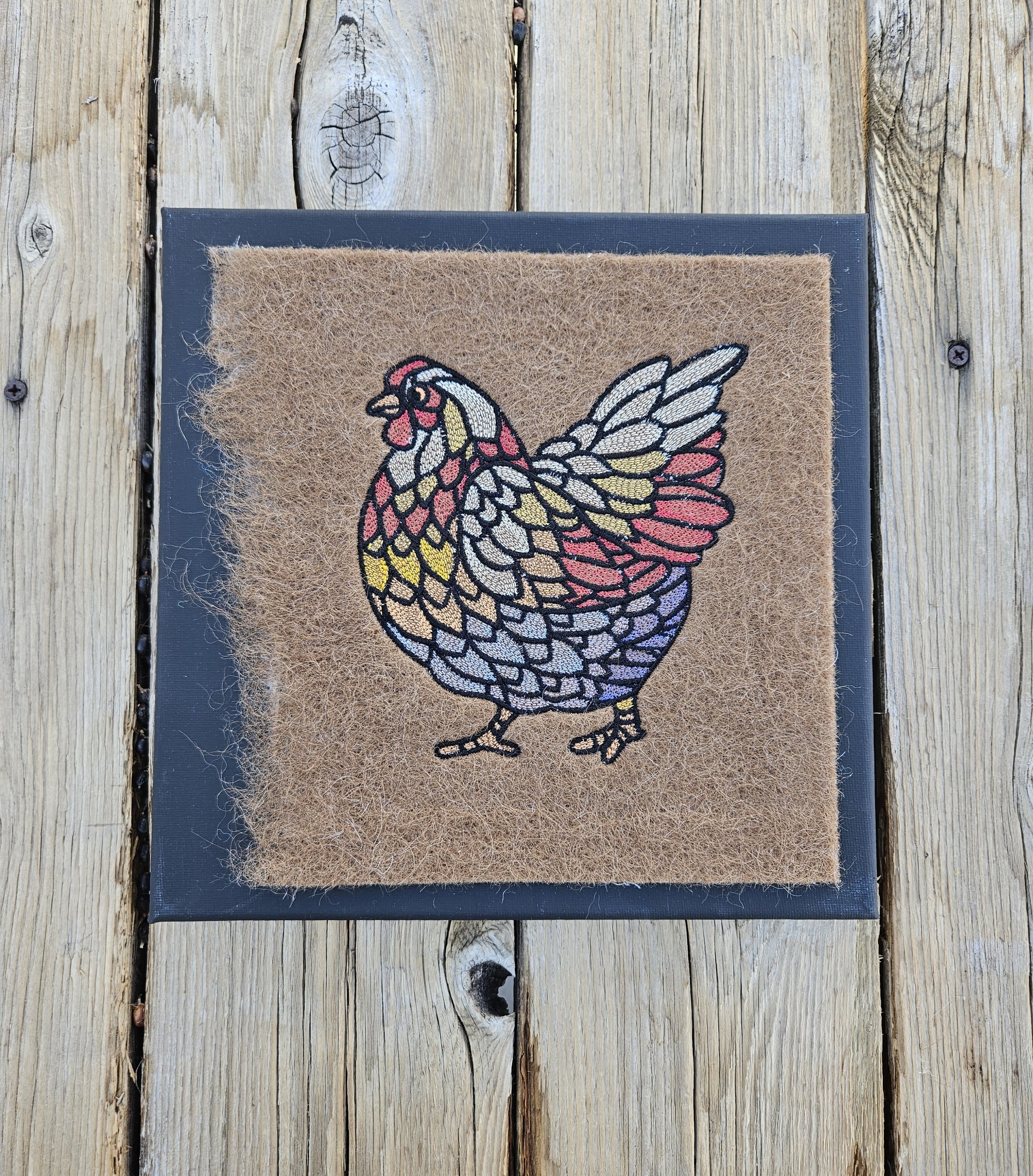 Alpaca Felt Stained Glass Chicken Picture | Windmill Crest Farms